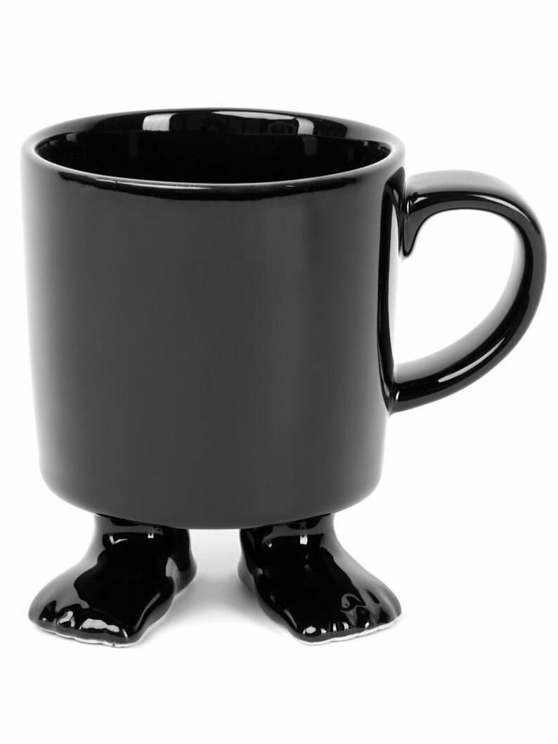 Кружка для чая на ножках черная, для кофе, керамическая, 300мл