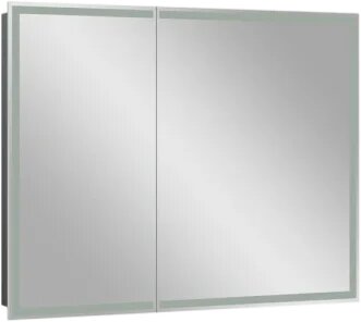 Зеркало-шкаф CONTINENT Allure 100х80 со светодиодной подсветкой, 100 см, с розеткой, белое, в современном стиле, зеркало настенное в ванную