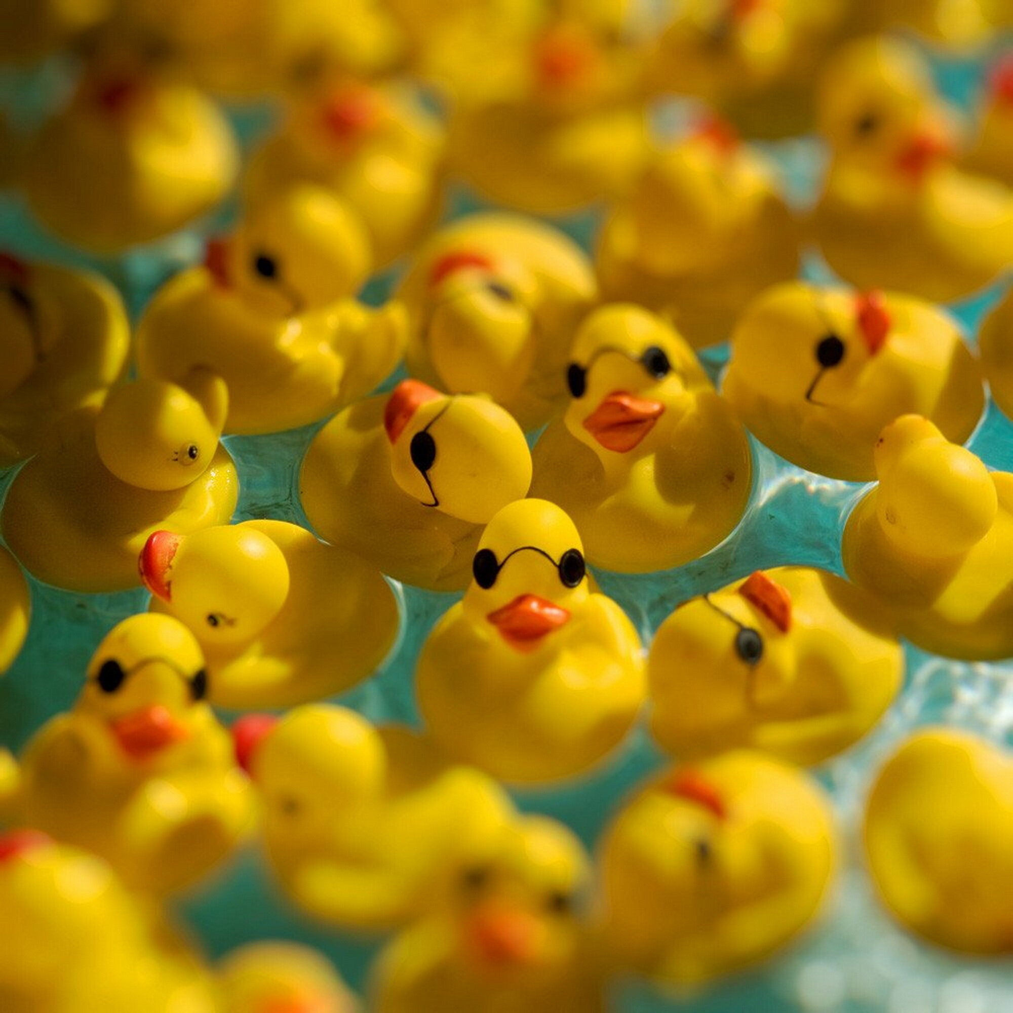 Плакат, постер Жёлтые резиновые утки на бумаге, размер 21х30см