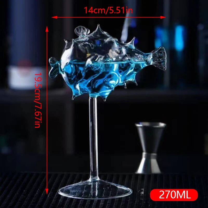 Стеклянная чашка для коктейля, прозрачная бокал для вина, виски, фугулка, осьминог, стакан на высоких ножках, домашний бар, ночной клуб, посуда для напитков A