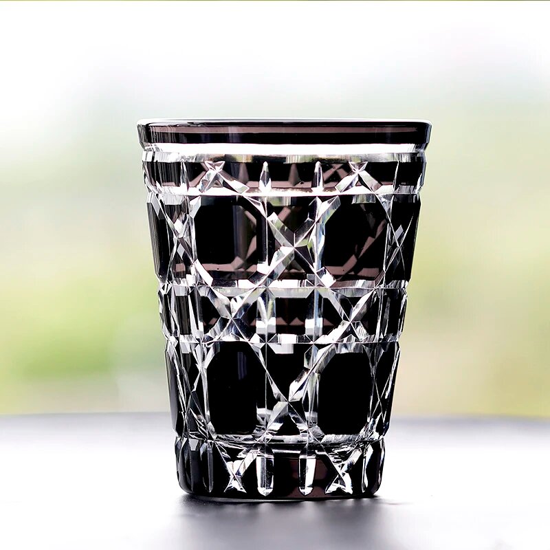 260 мл прозрачного разноцветного стекла ручной резки, стакан для коктейлей и виски, стакан для воды Highball, 9 унций, для холодных кофейных напитков, about 260ml, Черный
