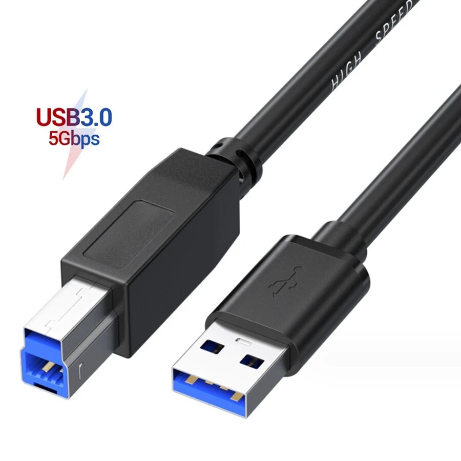 UXG Кабель USB 3.0 А-В синего цвета 5м, черный