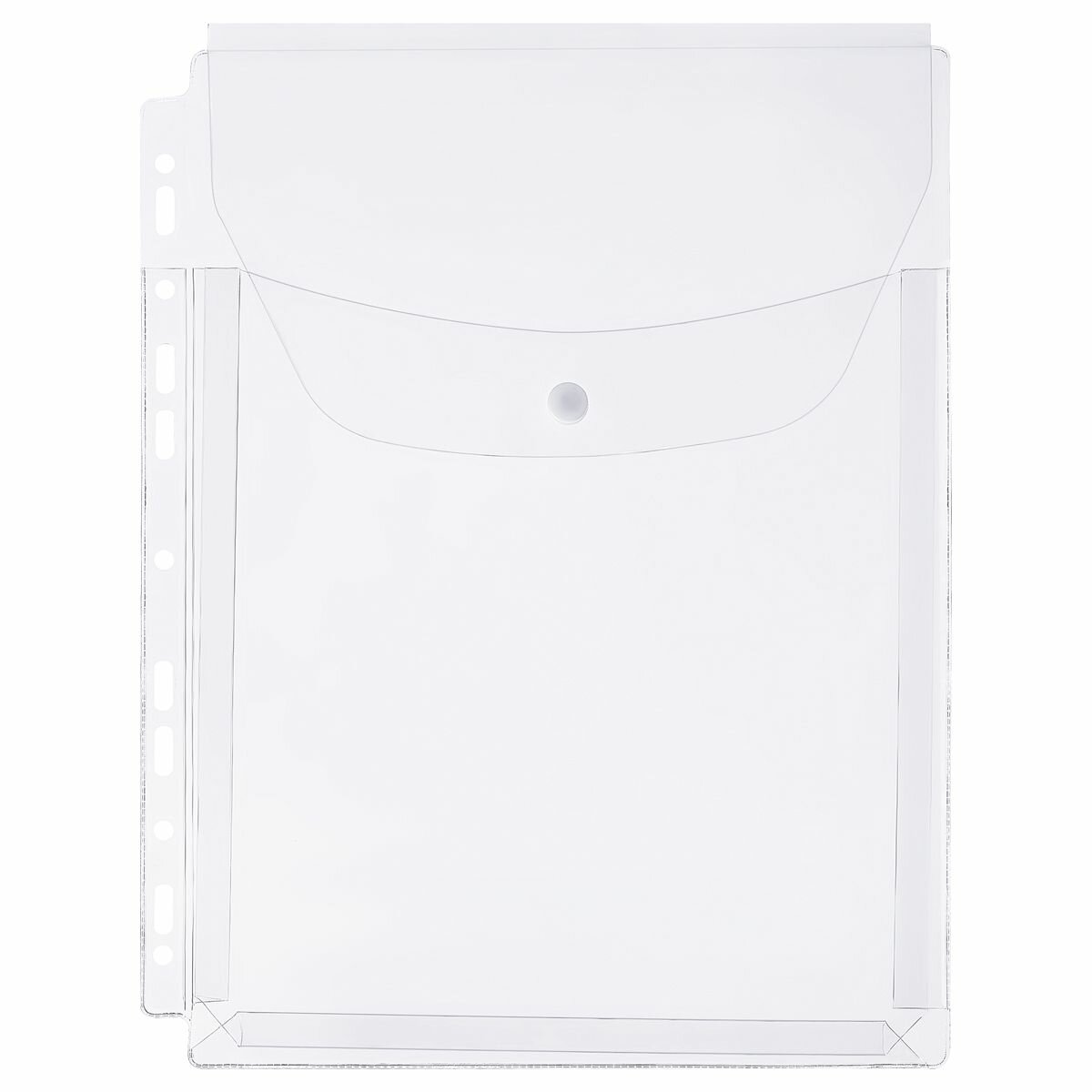 Файл-вкладыш с перфорацией на кнопке СТАММ А4, ПВХ, 180мкм, глянцевый, расширяющаяся до 250л. (ММ-322341), 10шт.