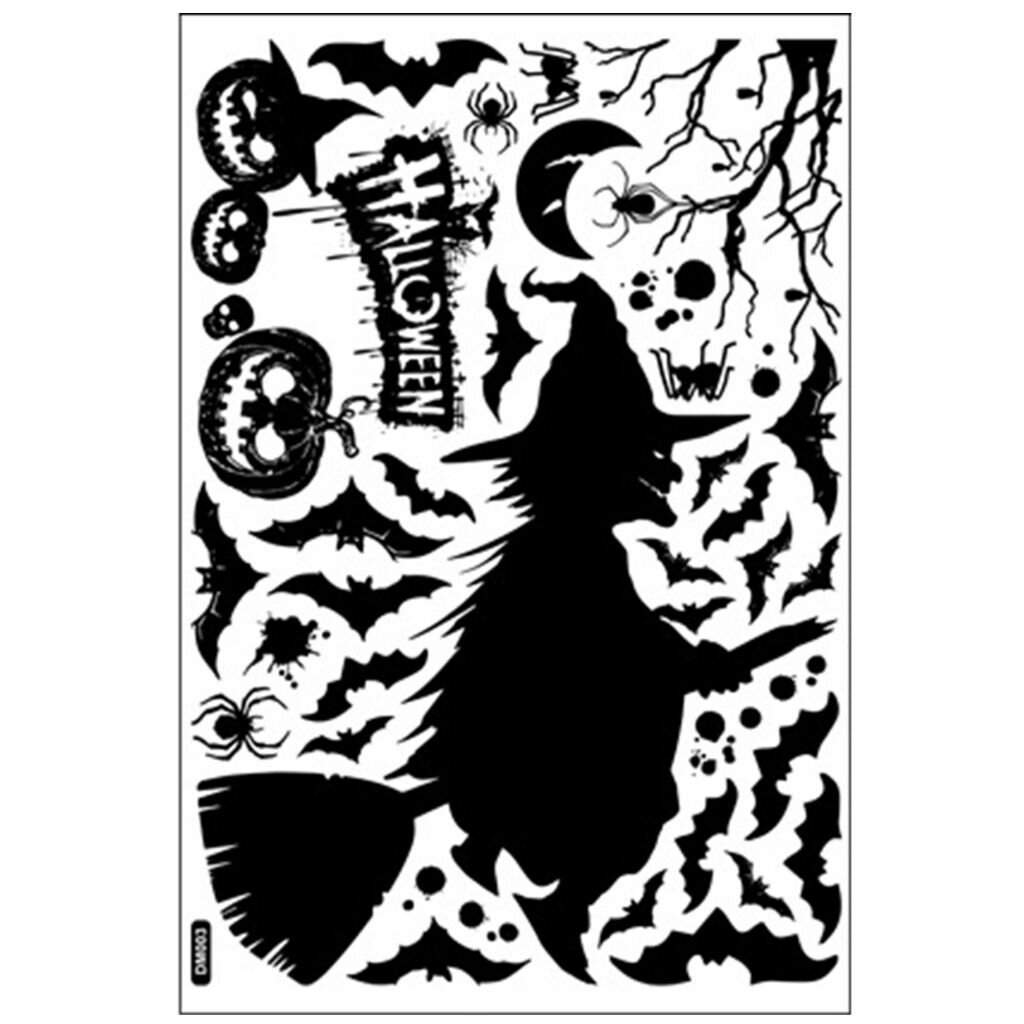 Большая наклейка с черепом и тыквой на Хэллоуин-DM003 Witch