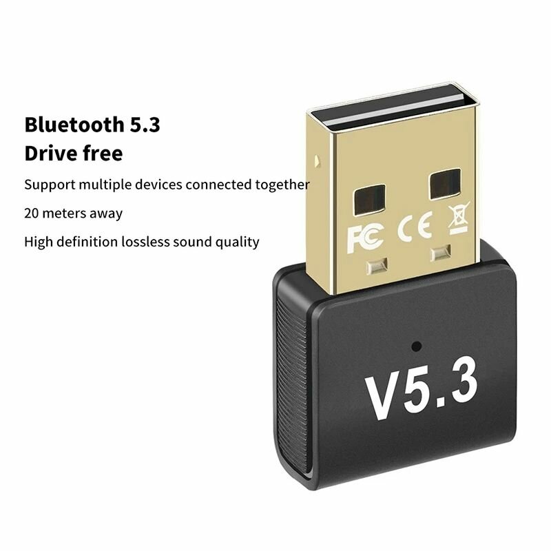 Адаптер Bluetooth 5.4 USB без драйверов, модель 150M, для подключения нескольких устройств и игровых контроллеров с усилением сигнала