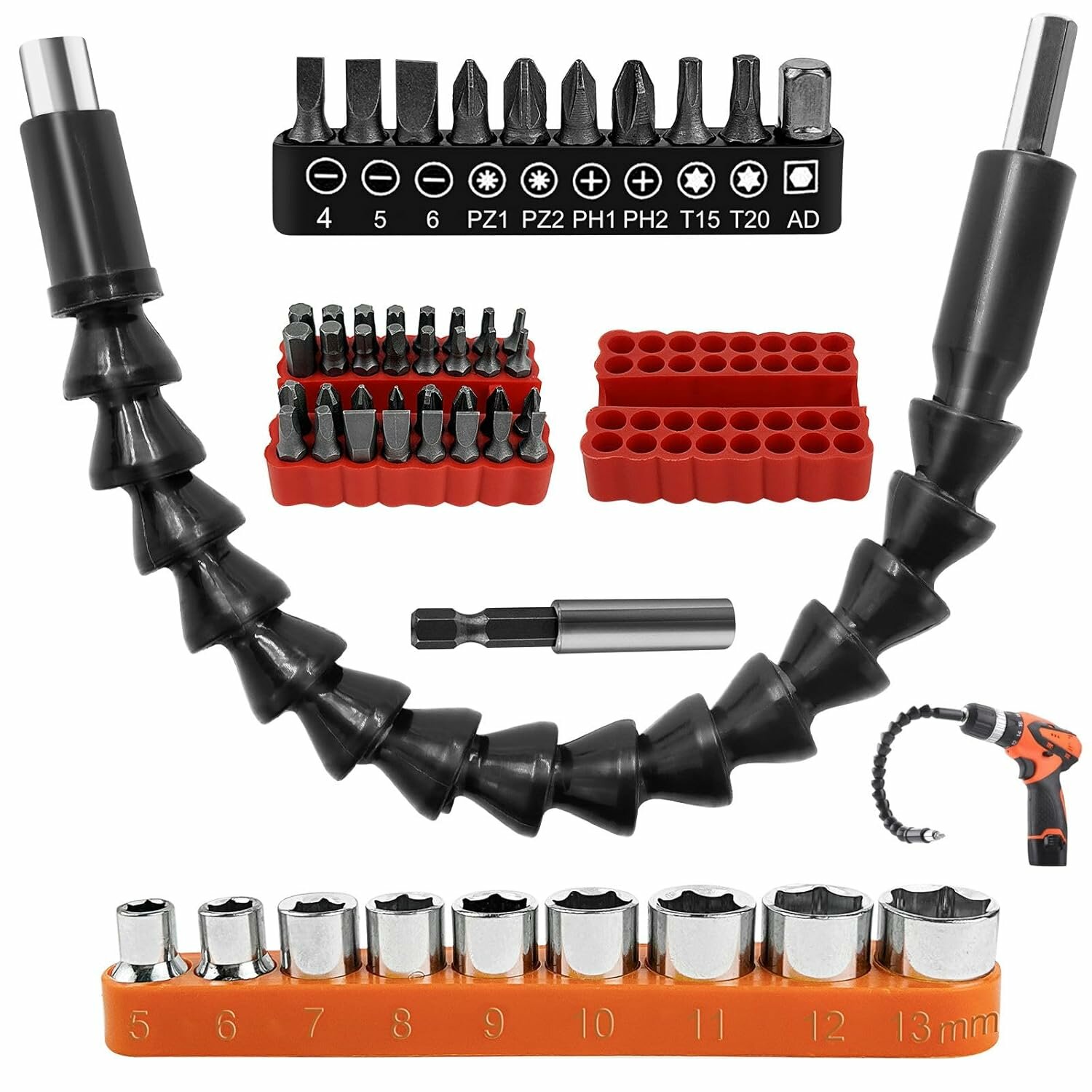 Удлинитель сверла с углом наклона 53 является гибким и подходит для строителей и гаражей