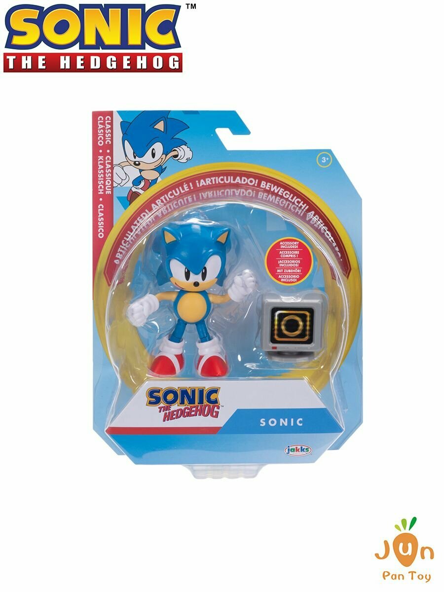 Фигурка шарнирная Соник Jakks Sonic The Hedgehog Classic Sonic With Monitor / Игрушки для мальчиков, классические персонажи аниме, с монитором, подходят в качестве подарков на день рождения