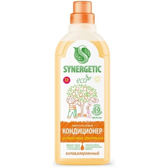 Кондиционер-ополаскиватель для белья Synergetic Цитрусовая Фантазия, 1 л