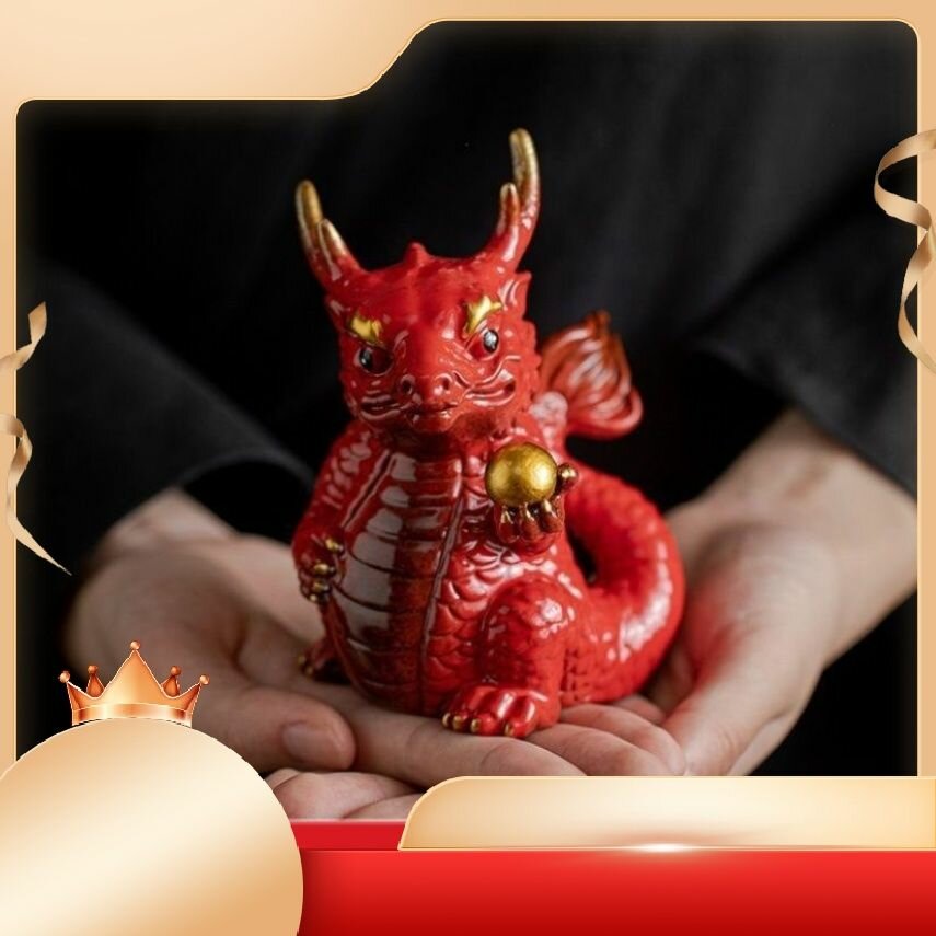 Эксклюзивная скульптура CHUNZHIRAN, изображающая малого дракона в красном цвете, 12 см
