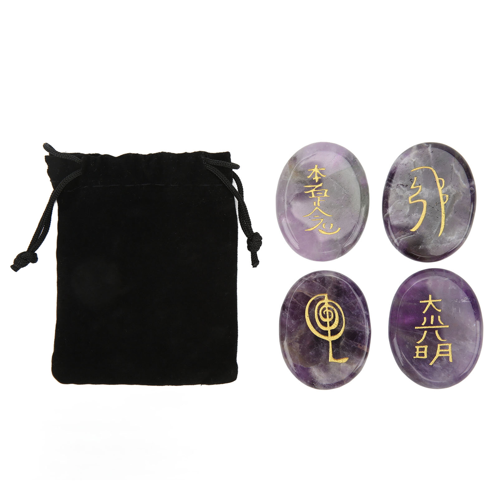 4pcs reiki символы камни более гладкие поверхности гравируют Рейки Камни для домашнего украшения Медитация Орнамент Подарок Аметист