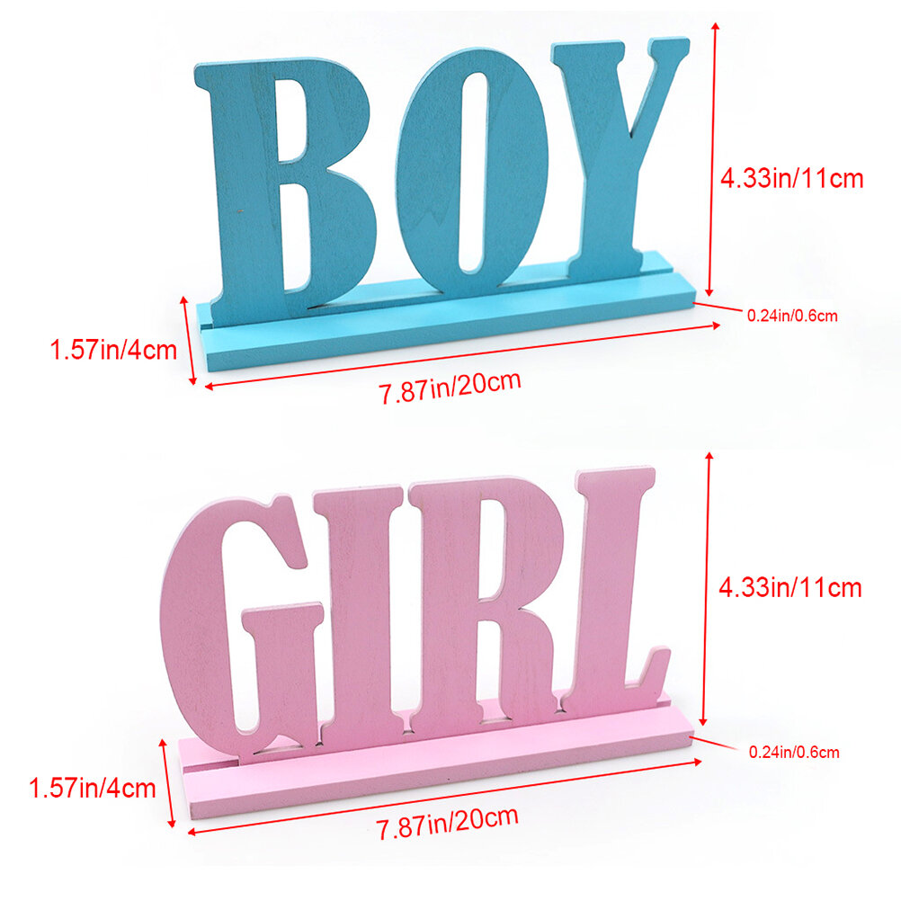 Деревянные украшения для гендер-пати – настольные буквы, блоки и таблички розового и голубого цвета для вечеринки baby shower