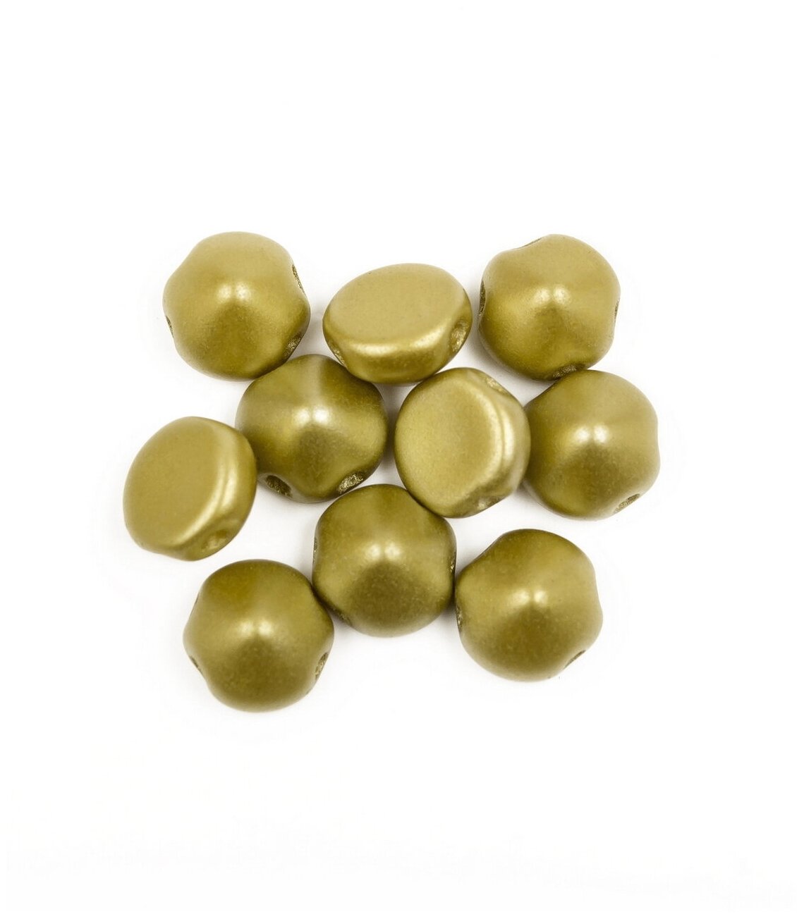 Стеклянные чешские бусины с двумя отверстиями, Tipp Beads, 8 мм, цвет Alabaster Pastel Lime, 10 шт.