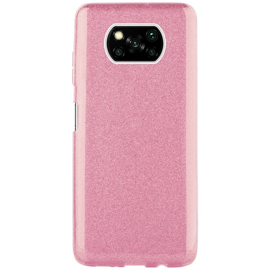 Силиконовая противоударная накладка Diamond для Xiaomi POCO X3 розовый