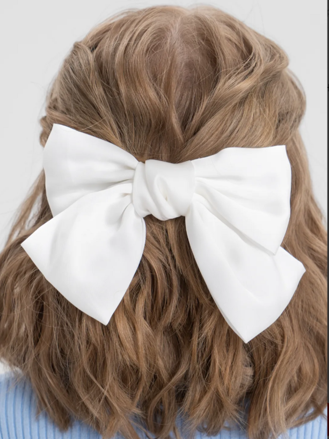 Бант на заколке, автомат с бантом, цвет белый, школьный, аксессуар для волос