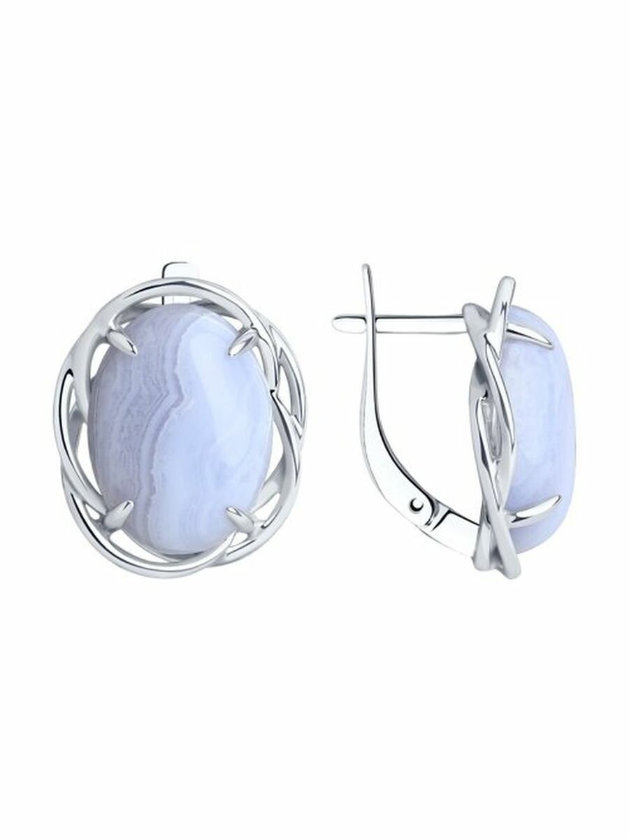 Серьги, серебро, 925 проба, родирование, агат