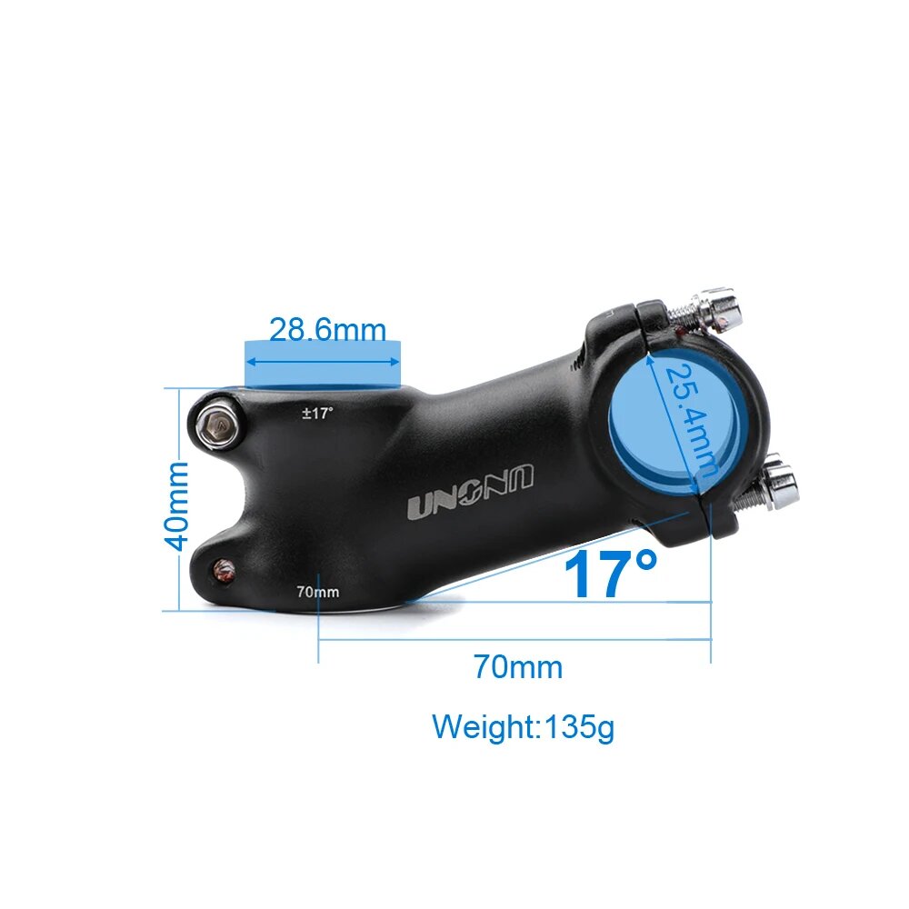 UNO 25,4 мм вынос руля MTB черный алюминий Синий, 25.4x70mm 17 stem