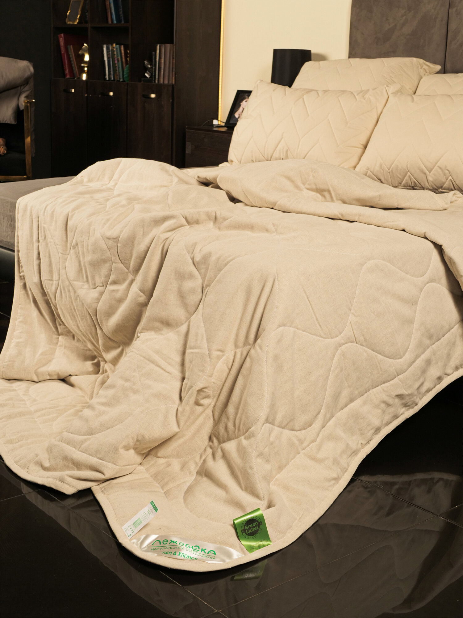 Одеяло лежебока Лён и Хлопок 172х205, легкое, без синтетики, 5623-172-1