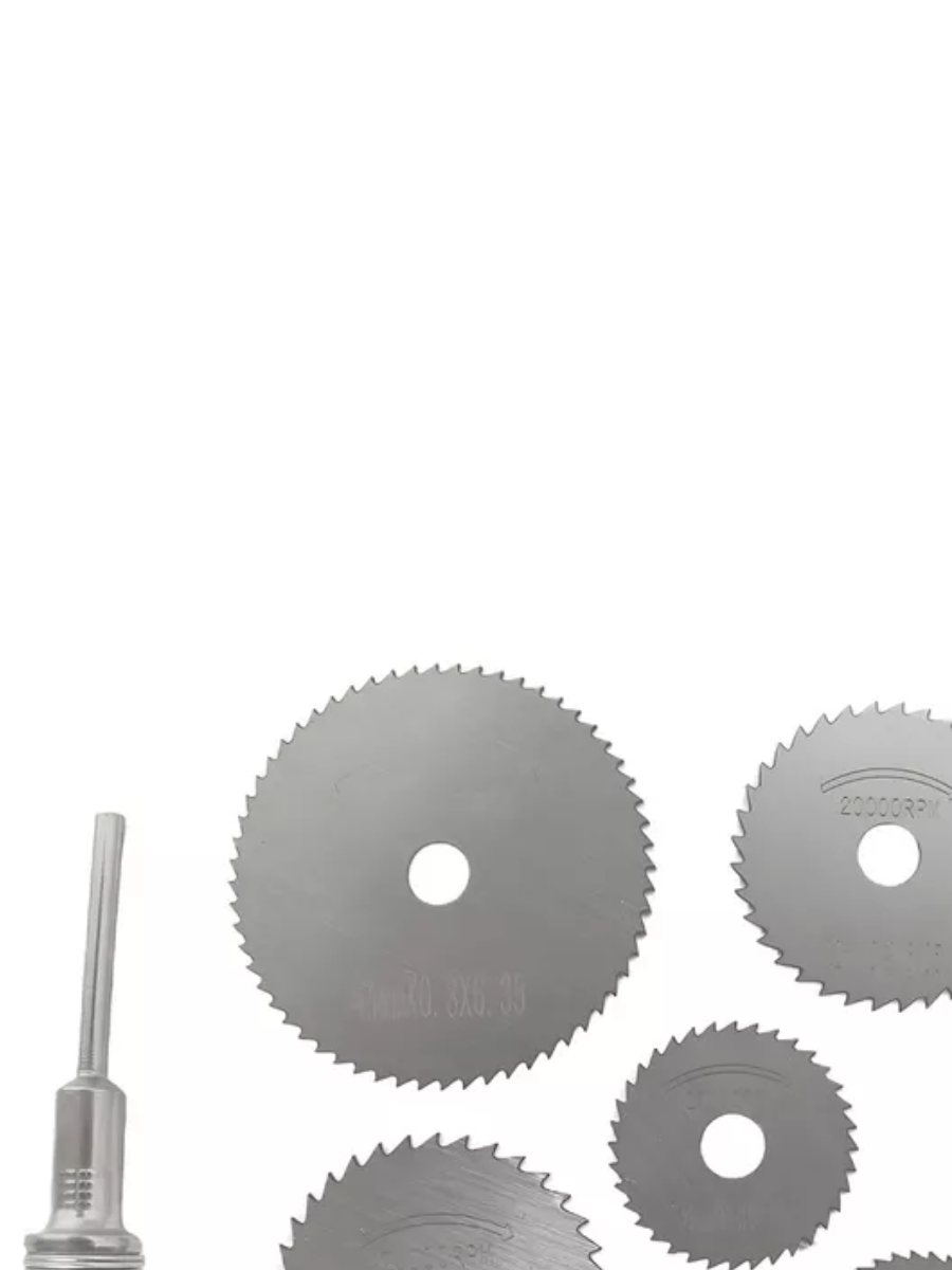 Набор кругов отрезных для граверов и бормашин , 6 предметов. Предназначен для резки пластика, дерева, кости.