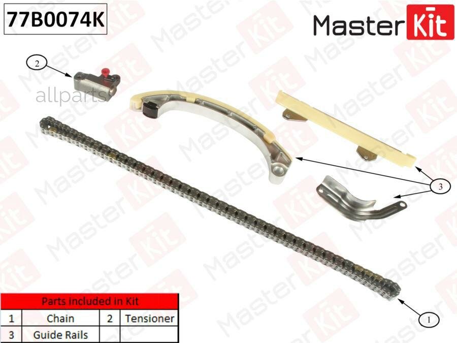 MASTERKIT 77B0074K Комплект цепи ГРМ (без звездочек)