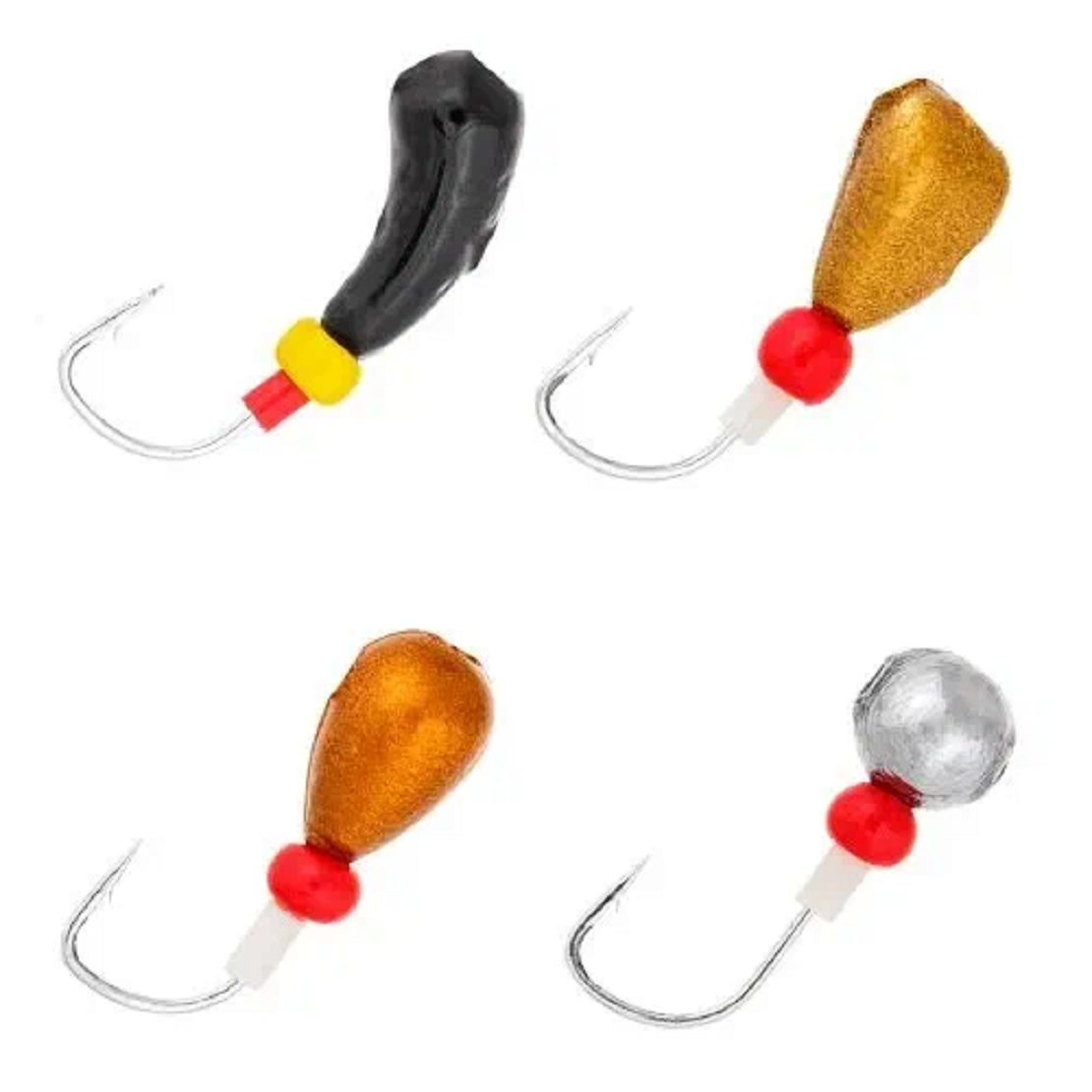 Мормышки свинцовые Lucky John MIX6 d 3-3,5 мм 4 шт. Уралка 0,45 г Дрейссена 0,65 г Шар 0,25 г Капля 0,45 г