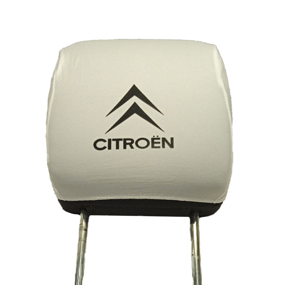 Чехлы на подголовник с логотипом Citroen / Ситроен (2 шт.) , Белые