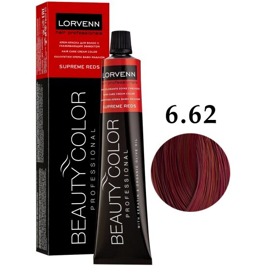 Краска для волос Lorvenn Beauty Color Professional Supreme Reds, 6.62