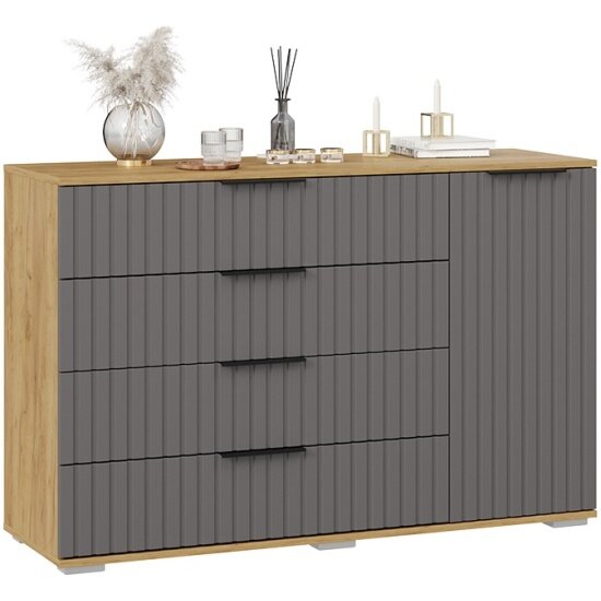 Комод Трия Хилтон комбинированный Дуб Крафт золотой/Графит матовый