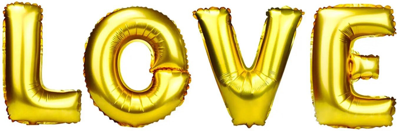 Набор шаров-букв (16'/41 см) Мини-Надпись "LOVE", Золото, 1 шт. в уп.