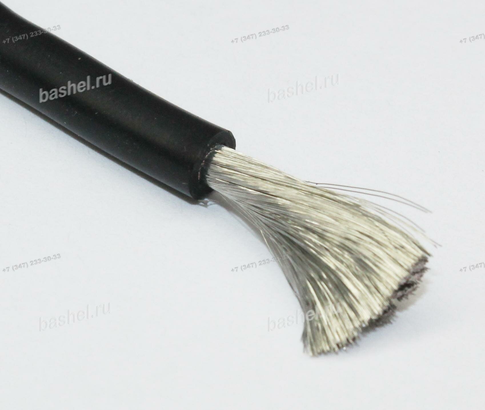 Провод силиконовый силовой 5 кв. мм (10AWG) 200°C чёрный (медь луженая)