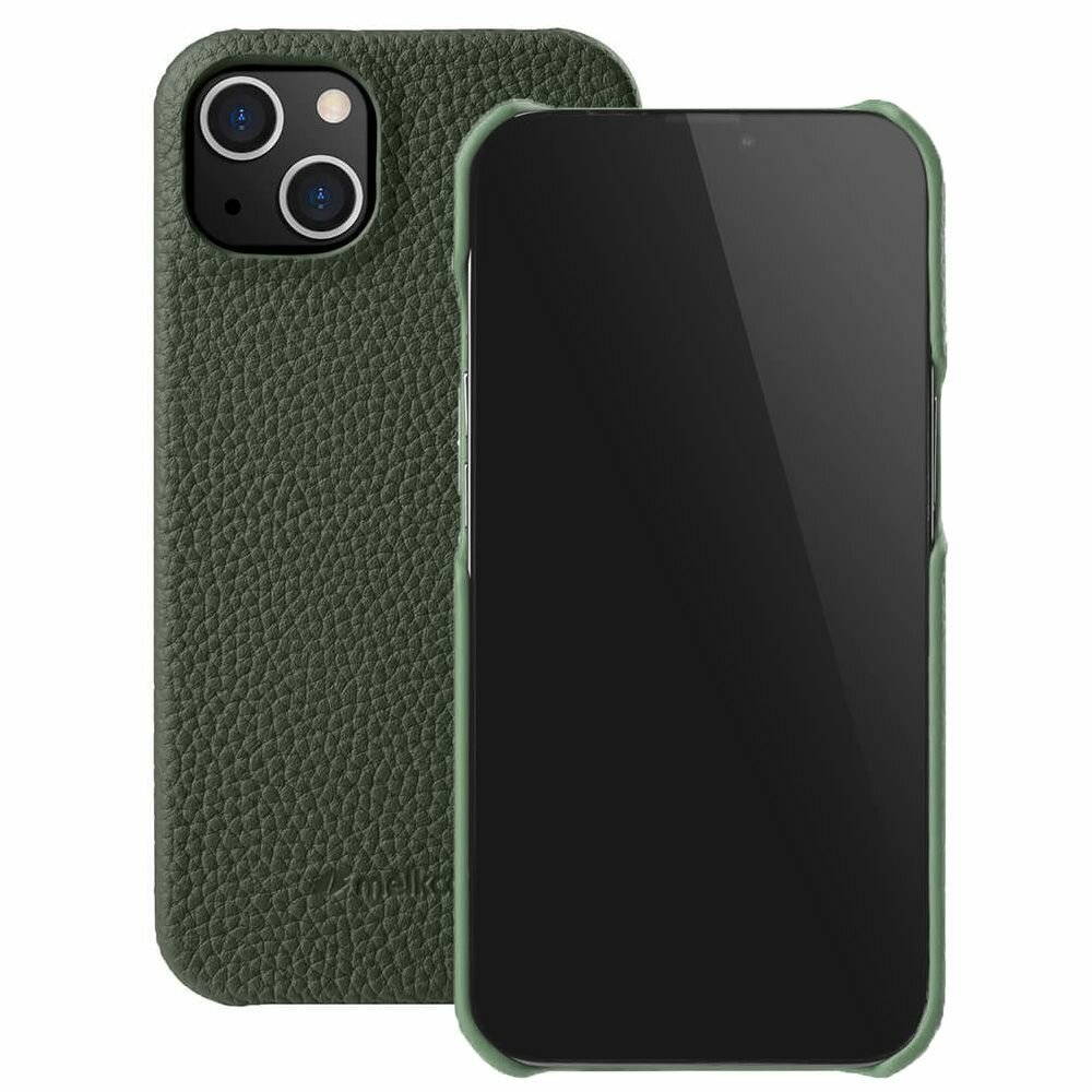 Кожаный чехол накладка Melkco Snap Cover для iPhone 15 Plus, зеленый