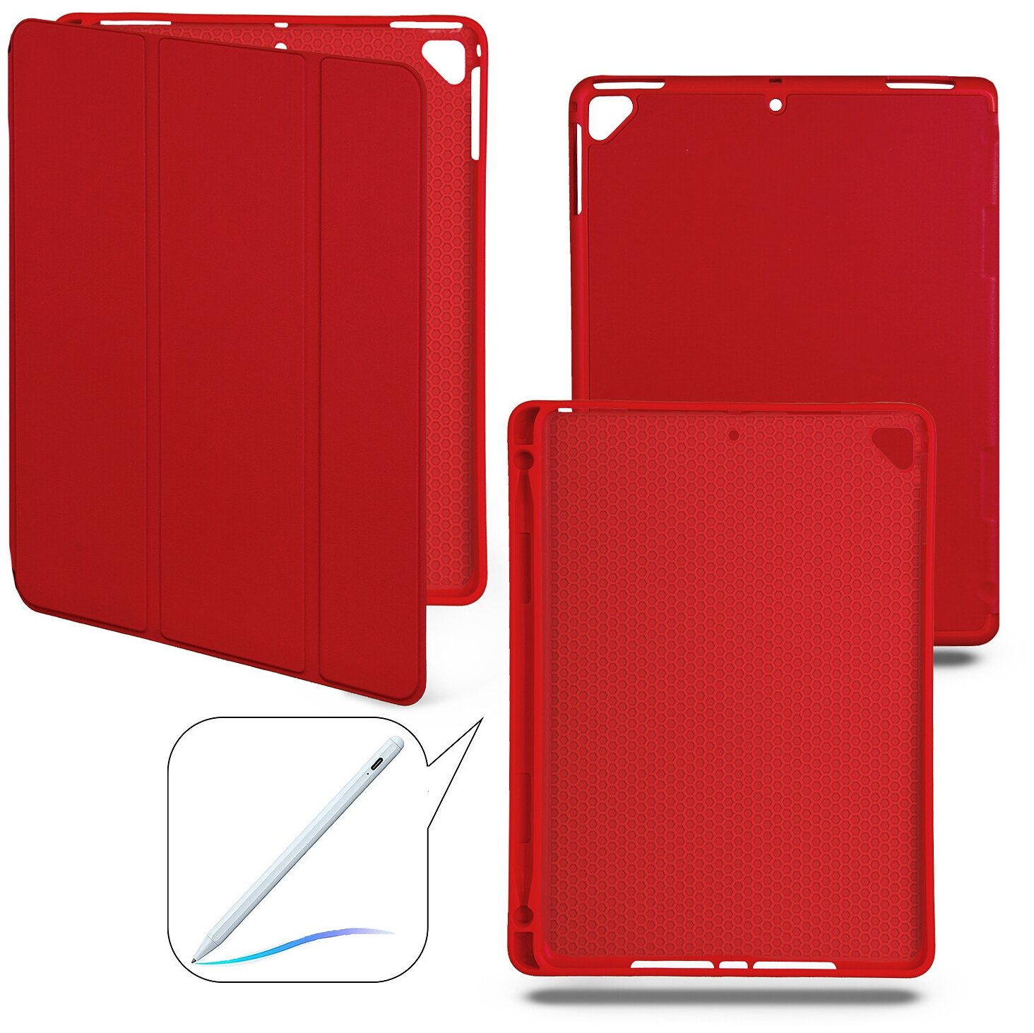 Чехол-книжка для iPad new 9.7 (2017/2018) с отделением под стилус, красный