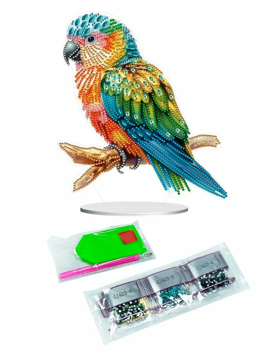 Алмазная мозаика фигурная "Попугай" 20х23.5 см. Kubanstar