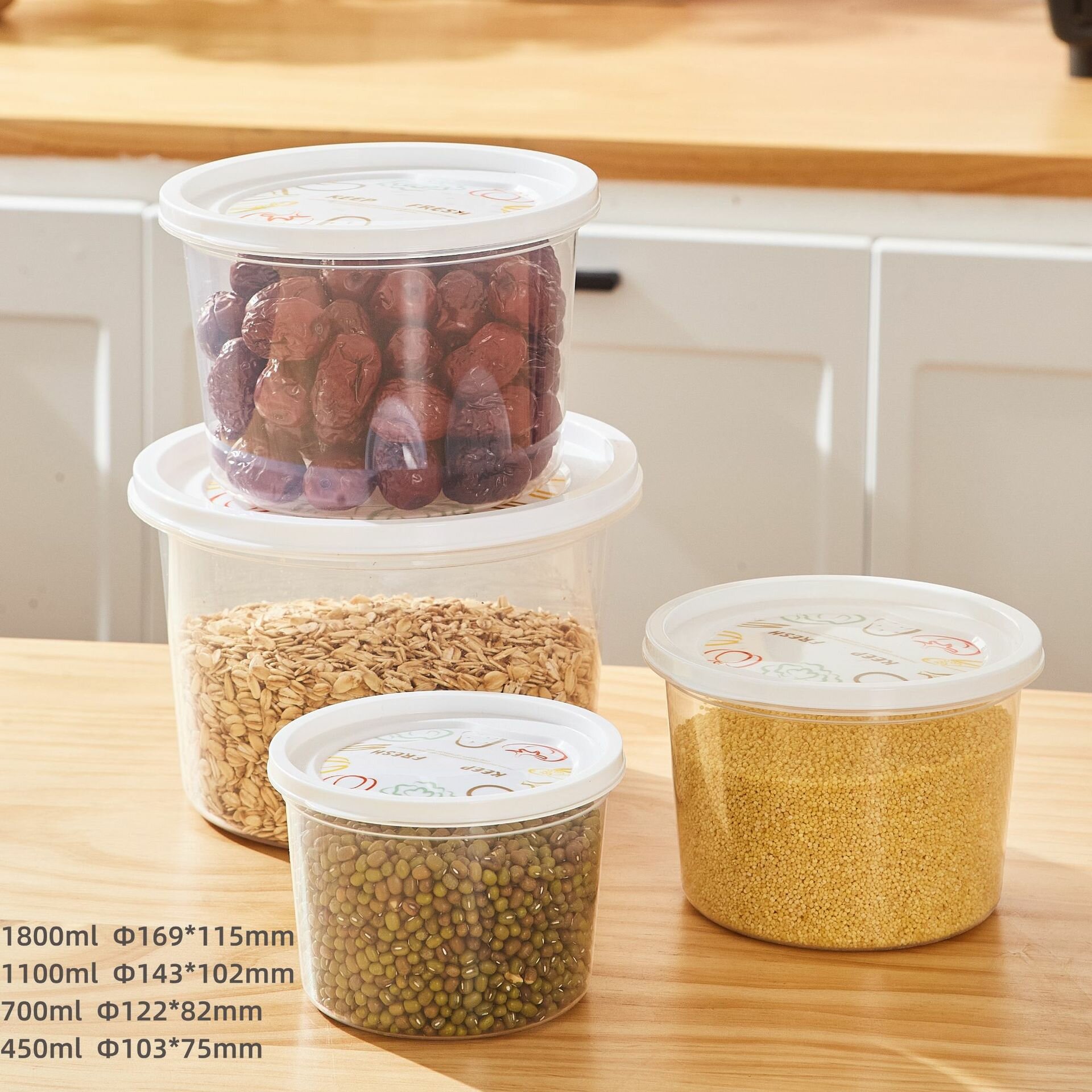 Пластиковый круглый ланч-бокс для еды, контейнер для хранения свежести, герметичный органайзер для холодильника, контейнер для хранения круп