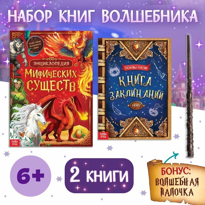 Набор книг «Волшебник», 2 шт. по 24 стр, волшебная палочка