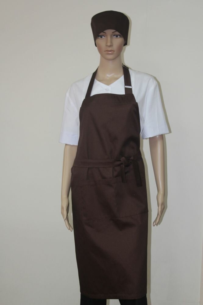 Фартук поварской цельнокройный с регулируемой брителью коричневый (ткань плащевая)