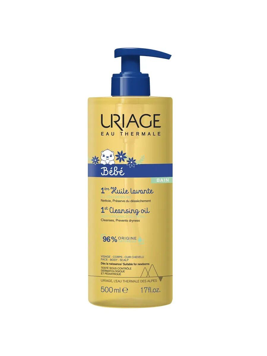 Очищающее масло Uriage, для новорожденных, для лица и тела, гипоаллергенное, 500 мл