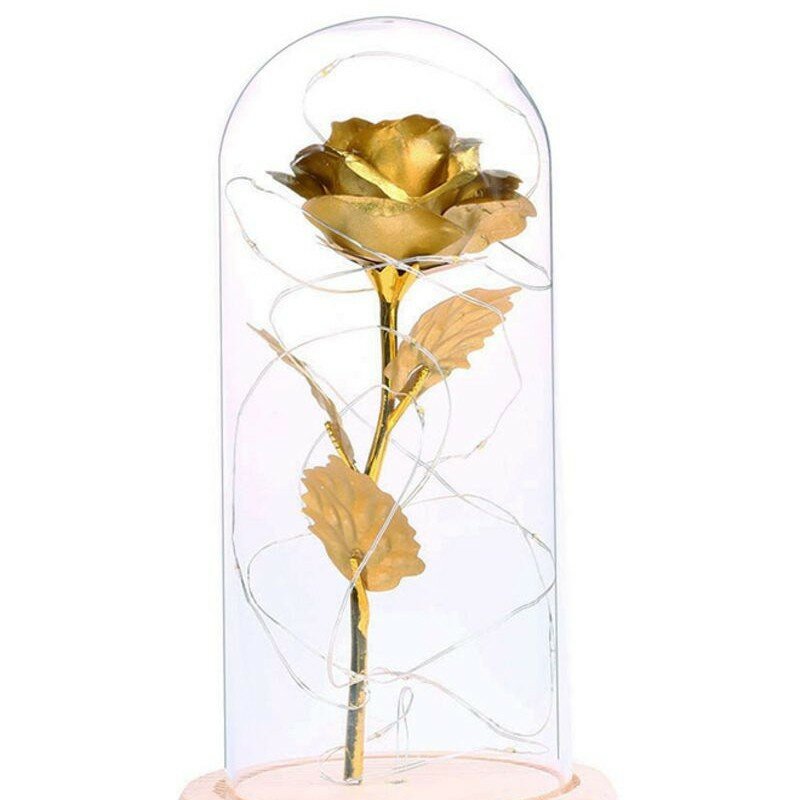 Стеклянная крышка Muyue "Цветок", LED-подсветка, золотая фольга, с розой