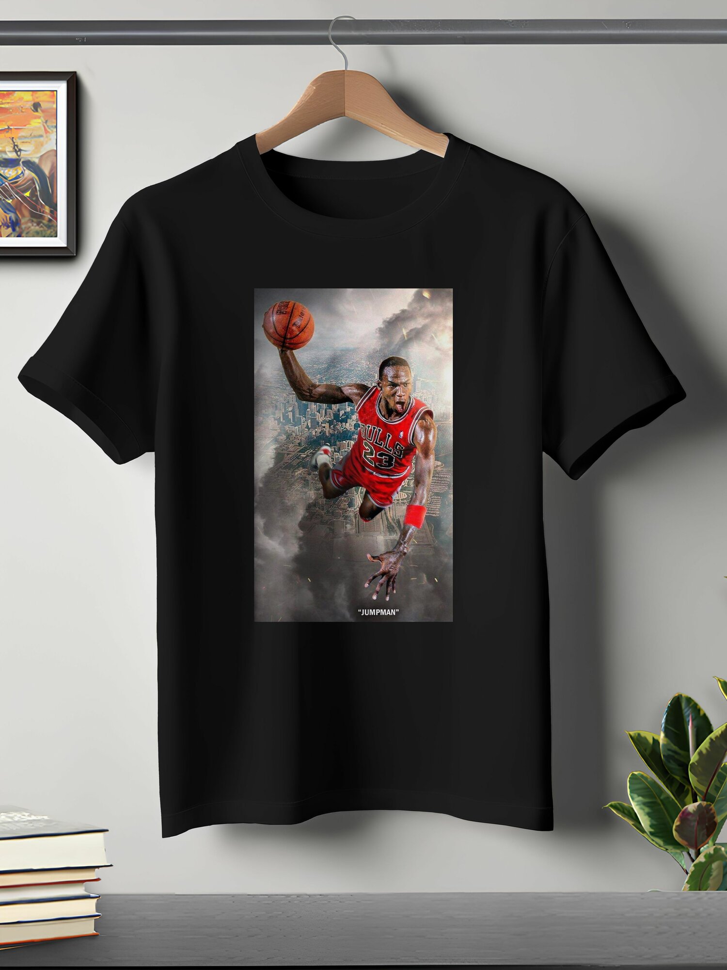 Футболка  Детская ONEQ 146 (11-12) размер с принтом Майкл Джордан, черная