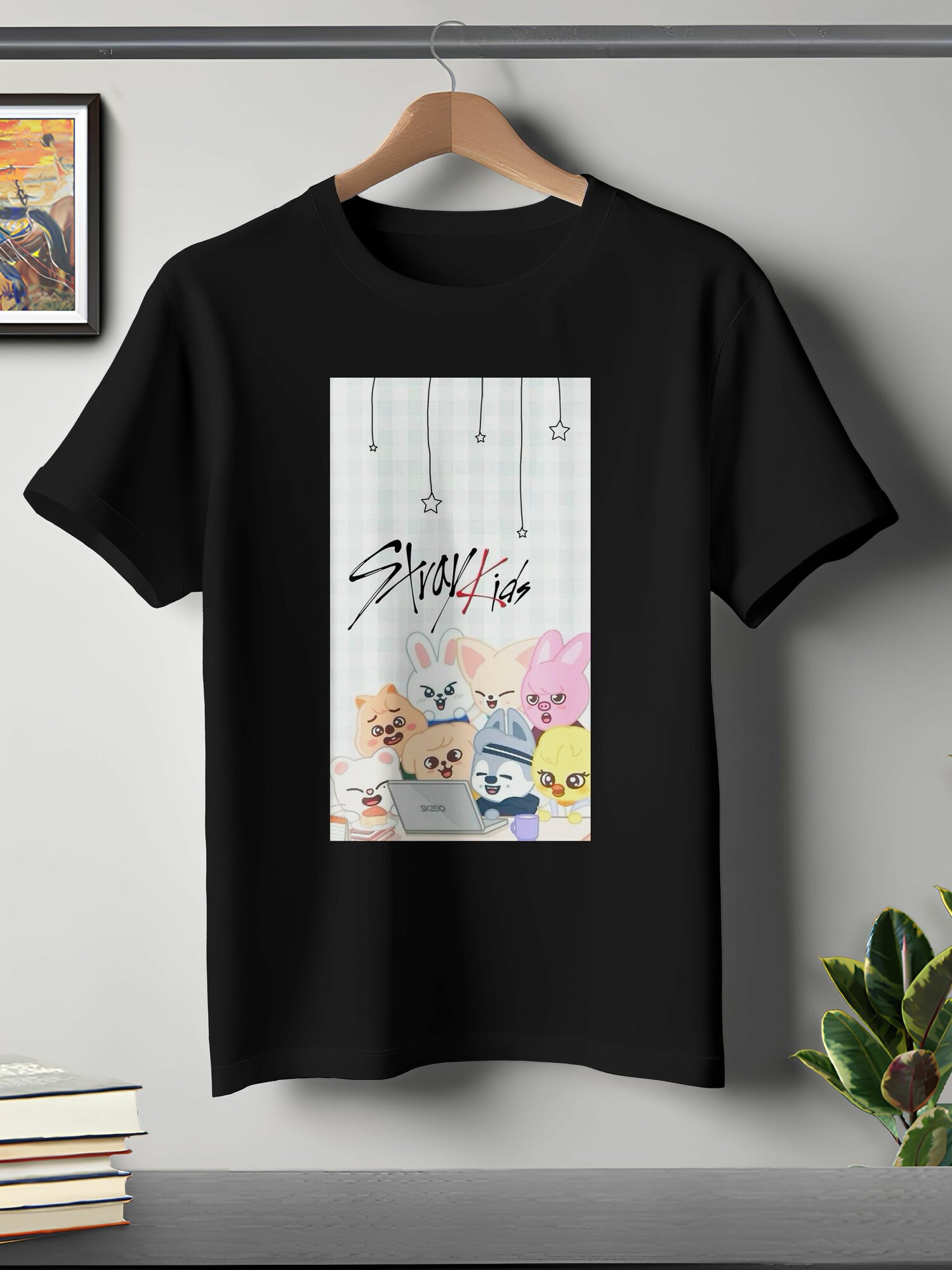 Футболка  Детская ONEQ 122 (7-8) размер с принтом Stray Kids, черная