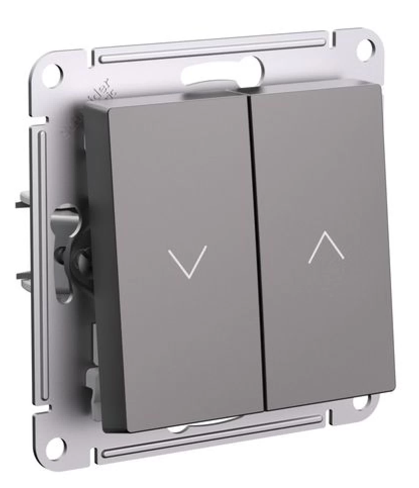 Выключатель для жалюзи Systeme Electric / Систем Электрик AtlasDesign двухклавишный схема 4, механический из ABS-пластика, мокко, 71×71×40мм, 250В 10А, IP20 / электрика