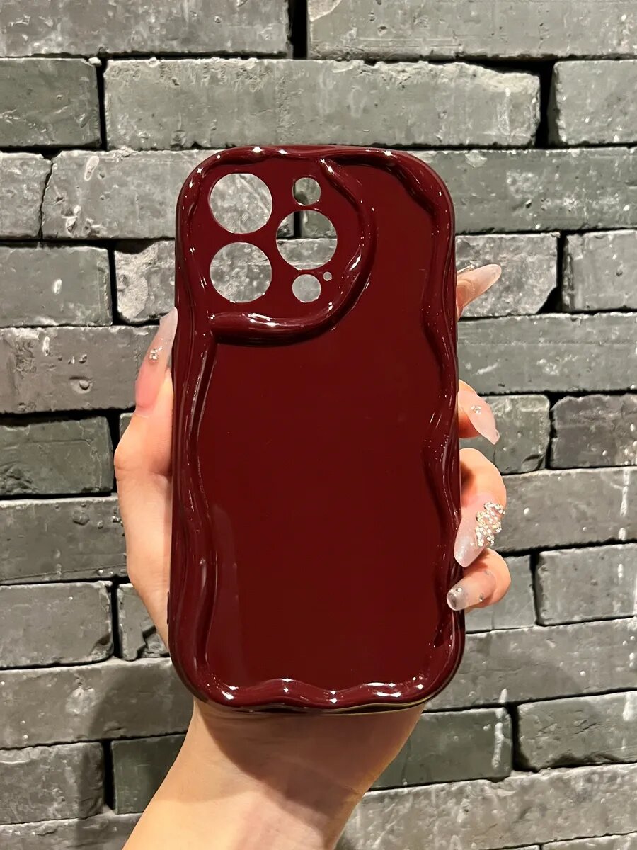 Чехол О'кейси, для iPhone 15 Pro, защита камеры, силикон, бордовый