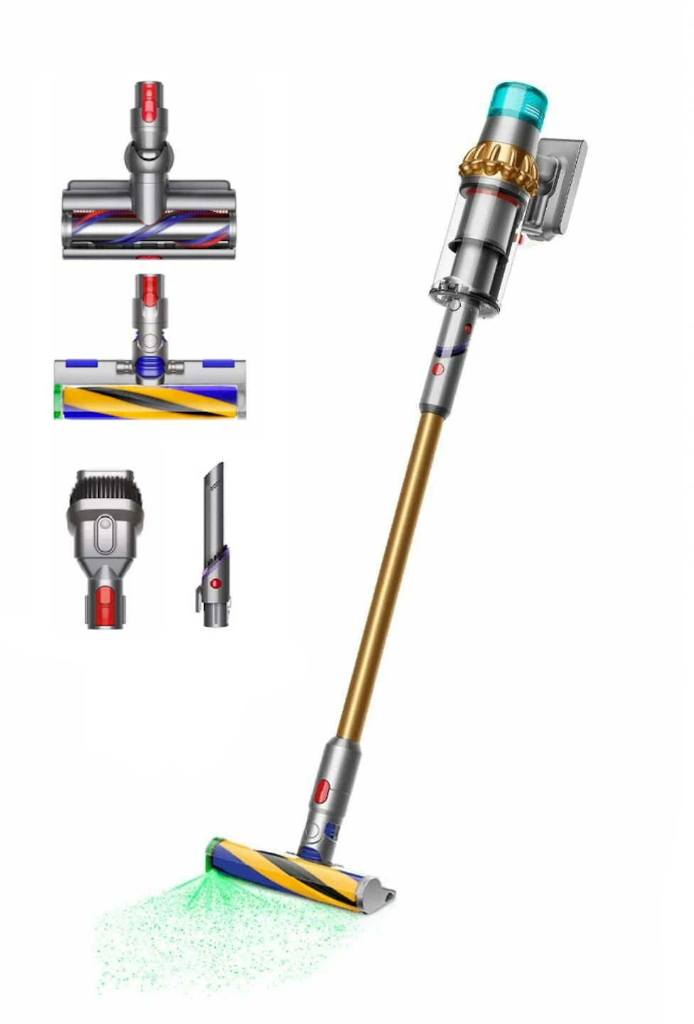 Вертикальный пылесос Dyson V15 Detect Absolute Gold SV47 (EU-Наша вилка)/(Поддерживает работу моющей насадки Submarine)