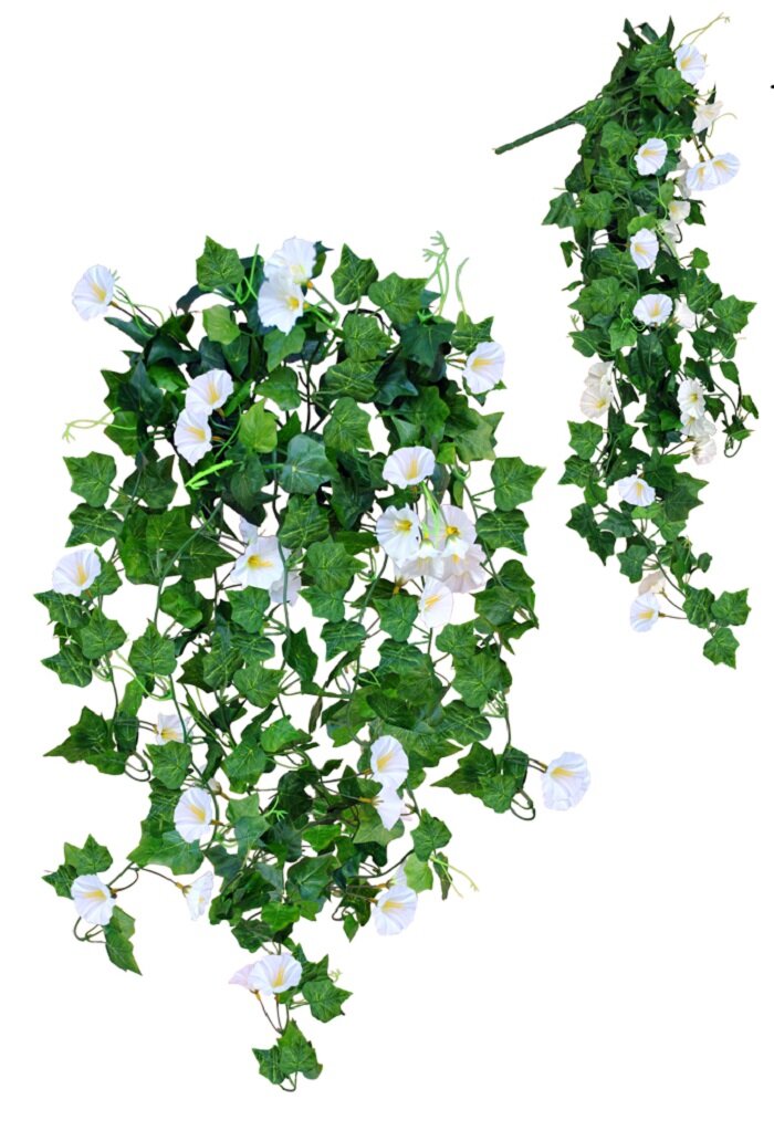 Искусственные цветы Holodilova "Петуния", белые с зелеными вкраплениями, 80см