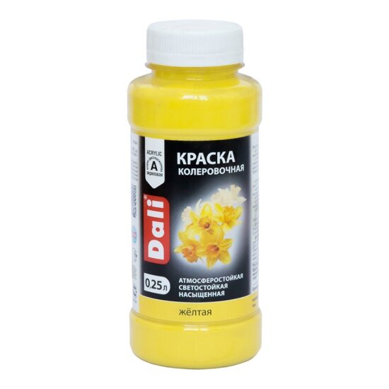 Краска колеровочная Dali , акриловая, 0,25 л, желтая