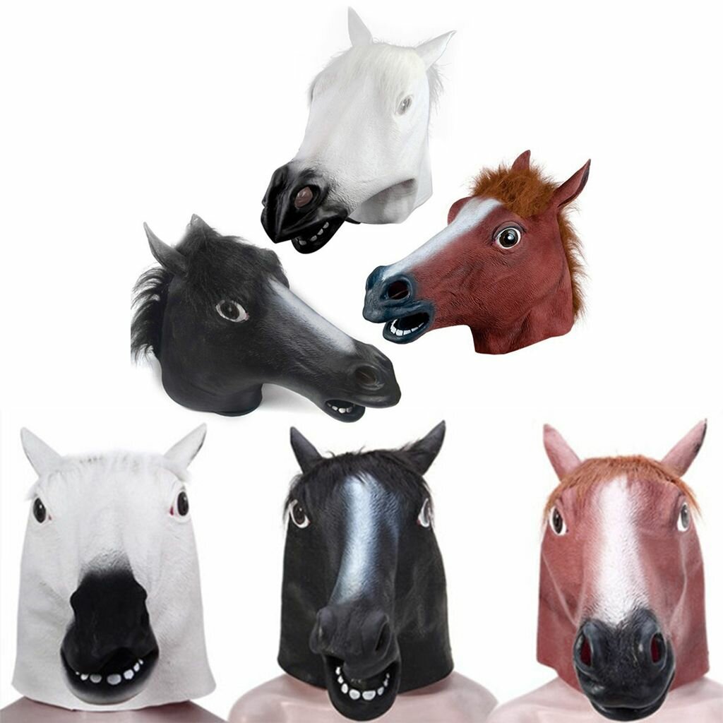 Головной Убор-Маска с Лошадиной головой на Хэллоуин-Голова Белой Лошади
