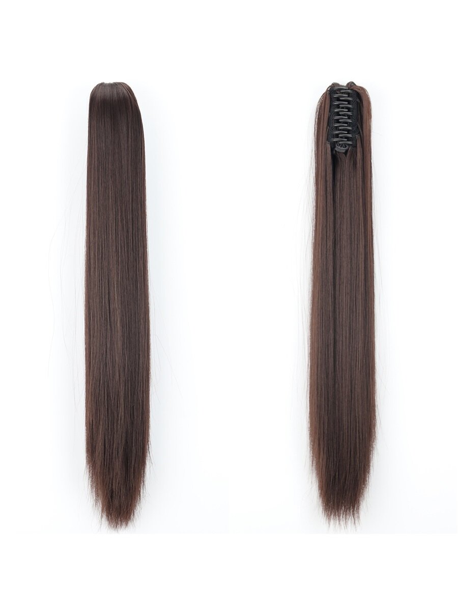 24-дюймовый прямой коготь в наращивании волос Конский хвост для женщин Черный коричневый синтетическое волокно Длинный хвост пони