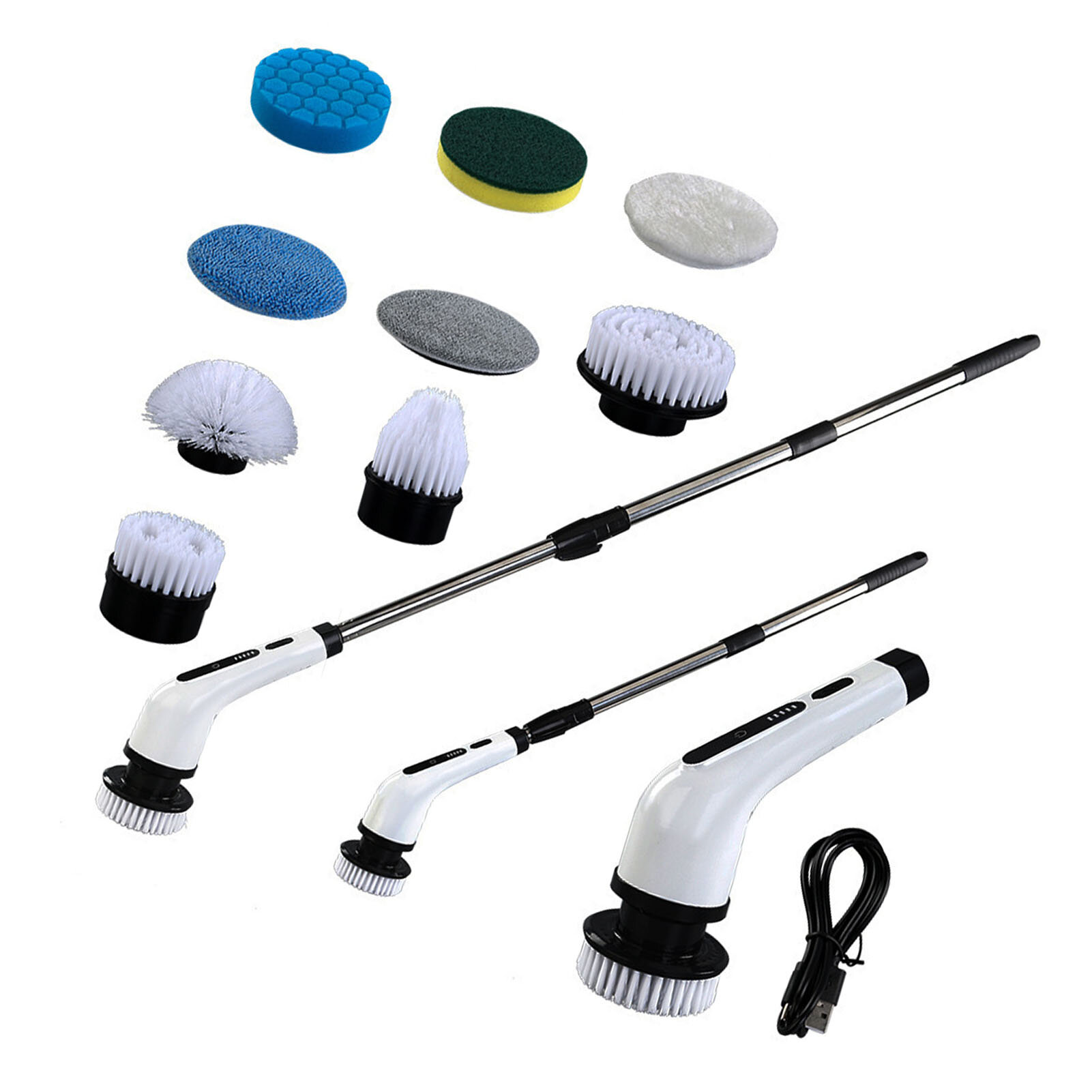 Электрический отжимной скруббер беспроводной многофункциональный выдвижная ручка для ванной комнаты, плитки, душа, мощная очистка с 9 щетками