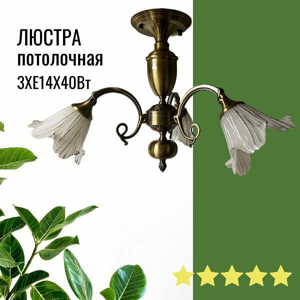 Люстра потолочная, светильник 3ХЕ14Х40Вт, цвет бронза