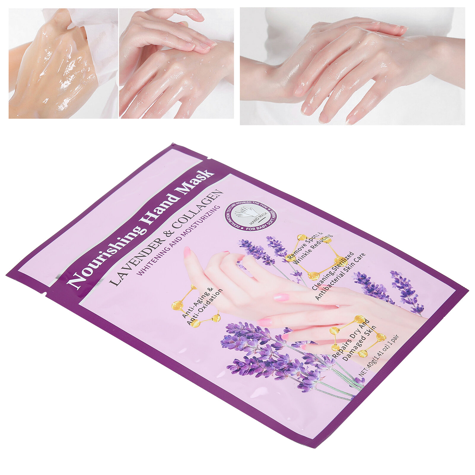 Маска для рук для удаления ороговевшей кожи с лавандой, увлажняющая, для спа-услуг для рук, перчатки для рук, 40 г, 1 пакет