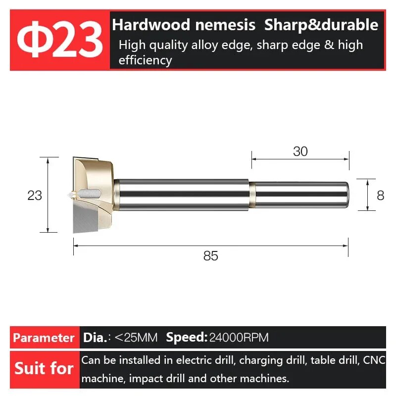 Сверла Vsharp Форстнер 3-50 мм 23mm